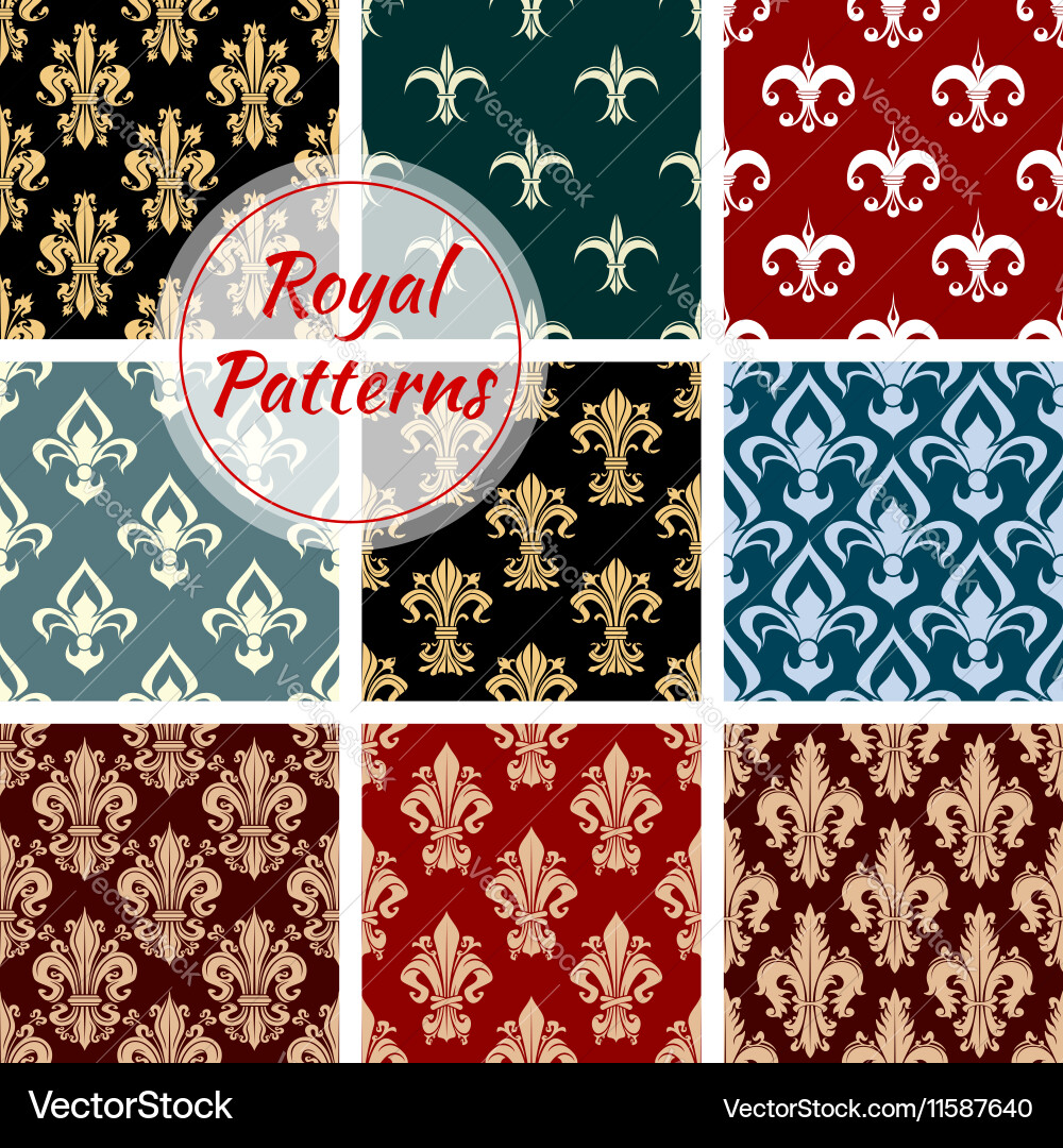 Royal Floral Damask Patterns Royalty Free Vector Image