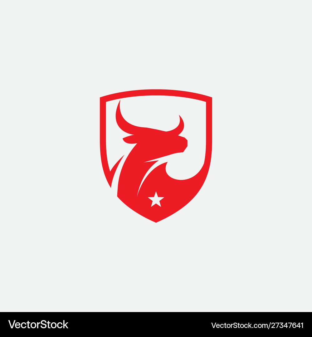 Bull shield logo icon head Royalty Free Vector Image