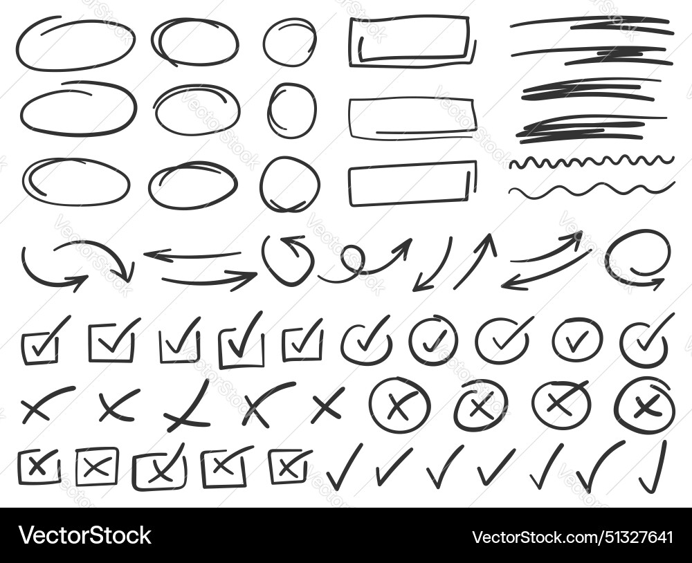Check mark icon in hand drawn style handmade Vector Image