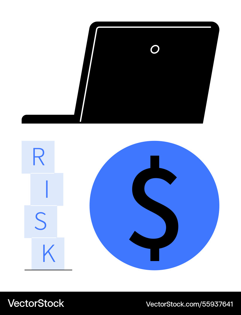 Financial risk concept with laptop dollar sign Vector Image