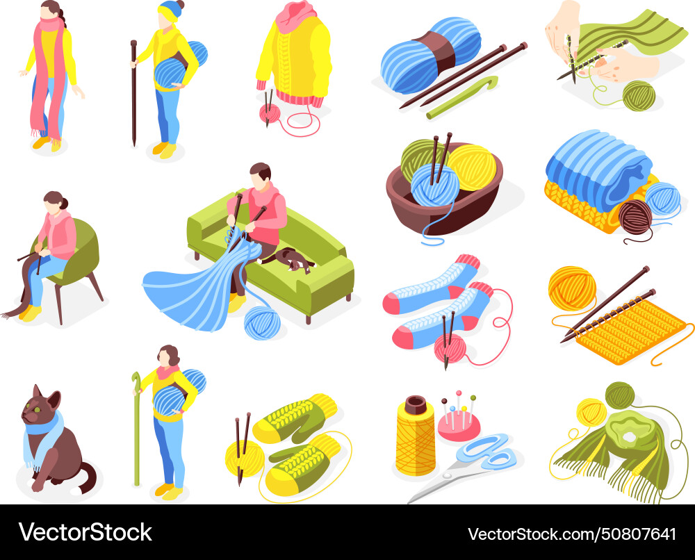 Knitting icons set Royalty Free Vector Image - VectorStock