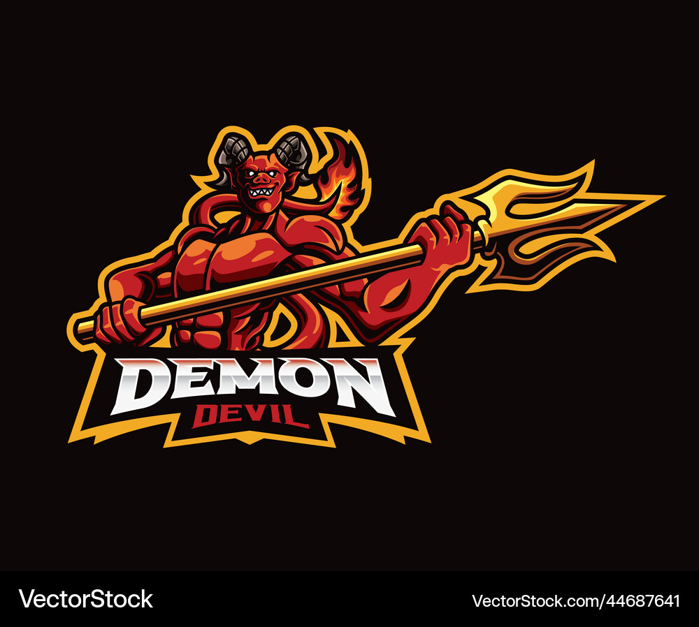 Red devil mascot logo design Royalty Free Vector Image