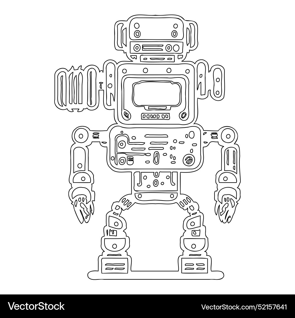 Robot outline sketch Royalty Free Vector Image