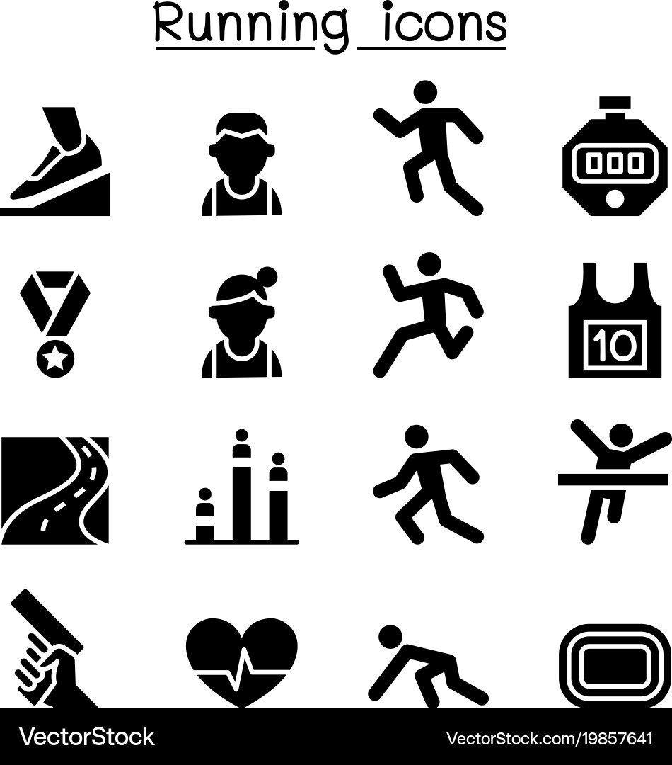 Running icon set graphic design Royalty Free Vector Image