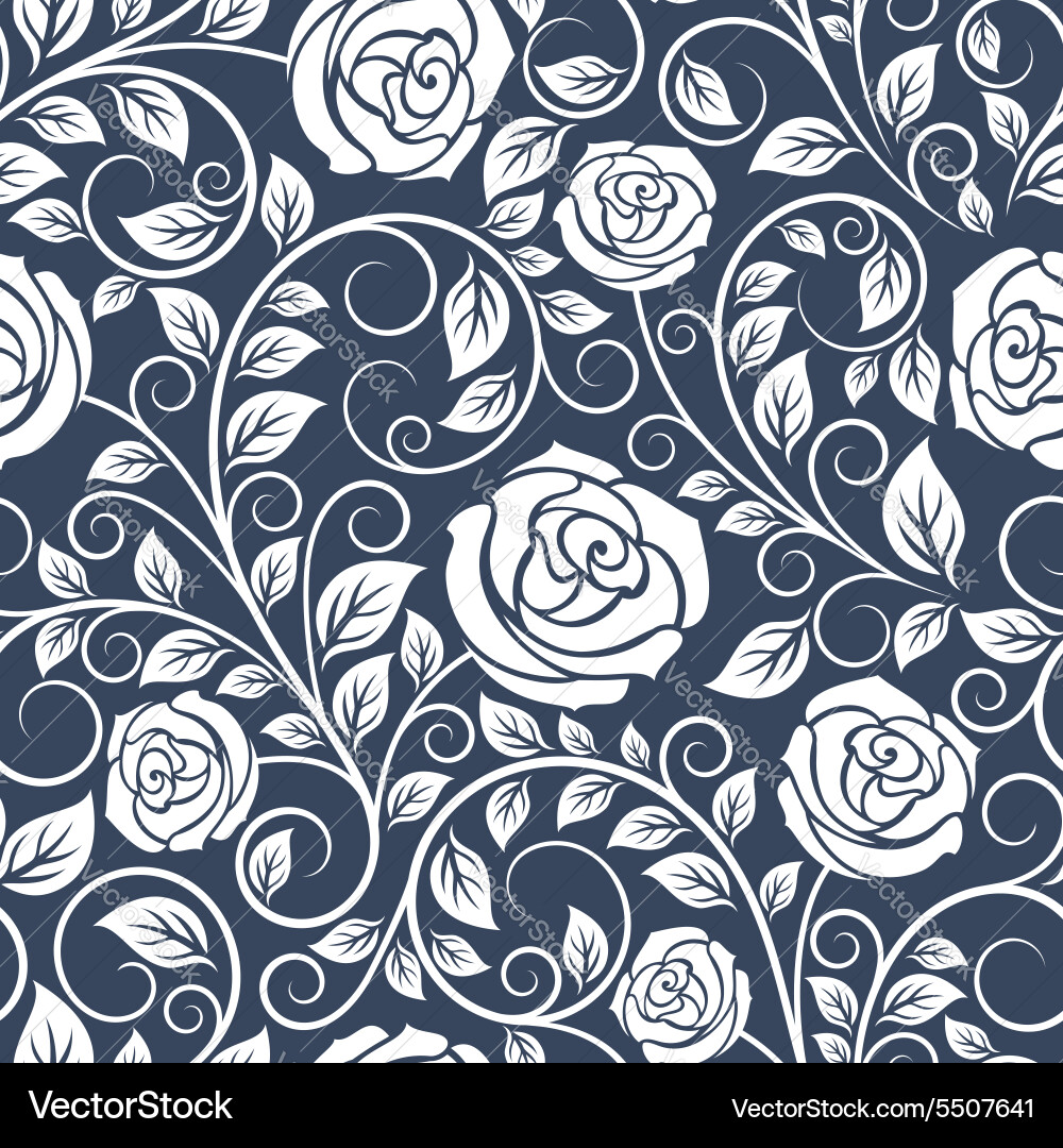 Seamless pattern of white roses Royalty Free Vector Image