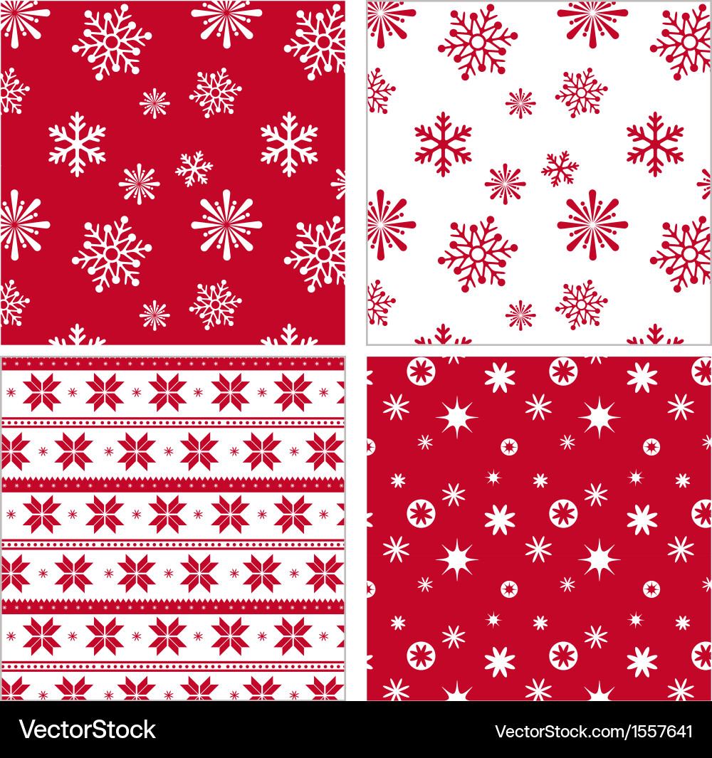 Set of red seamless snowflake pattern Royalty Free Vector