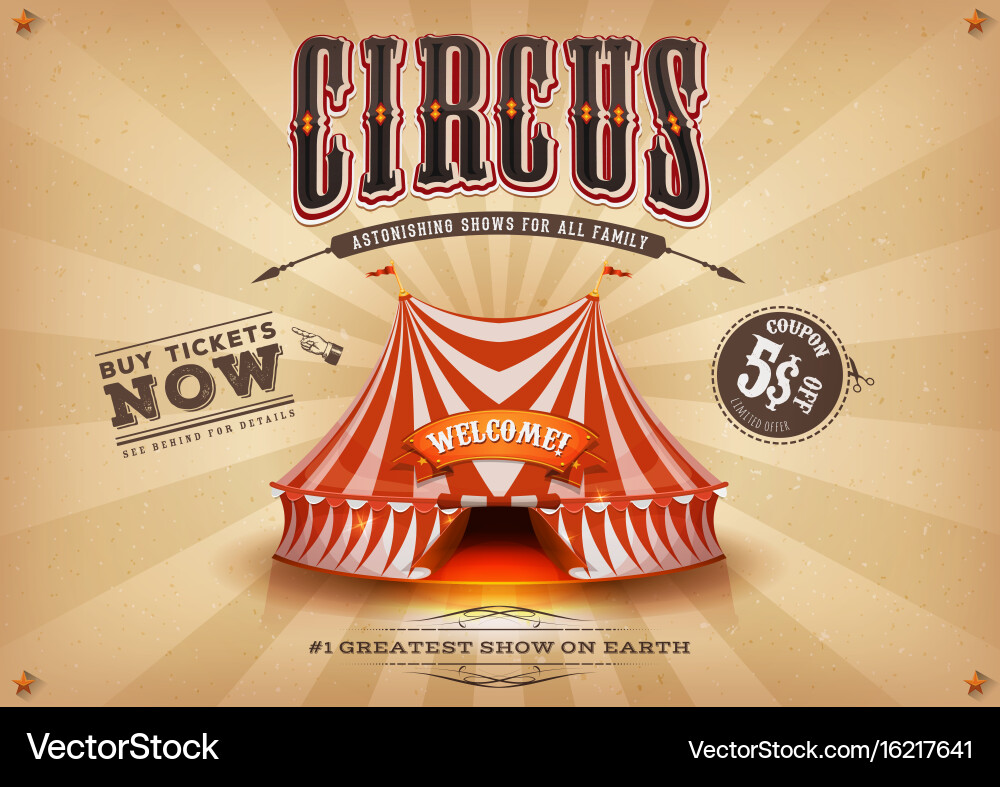 Vintage old horizontal circus poster Royalty Free Vector