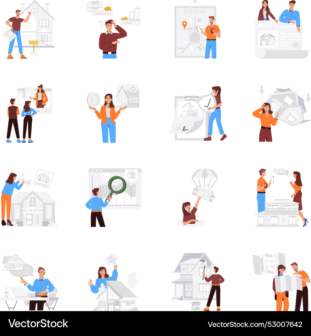 Basic rgbset of property flat style Royalty Free Vector