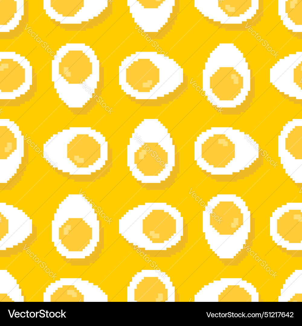 Boiled egg pixel art pattern seamless half Vector Image