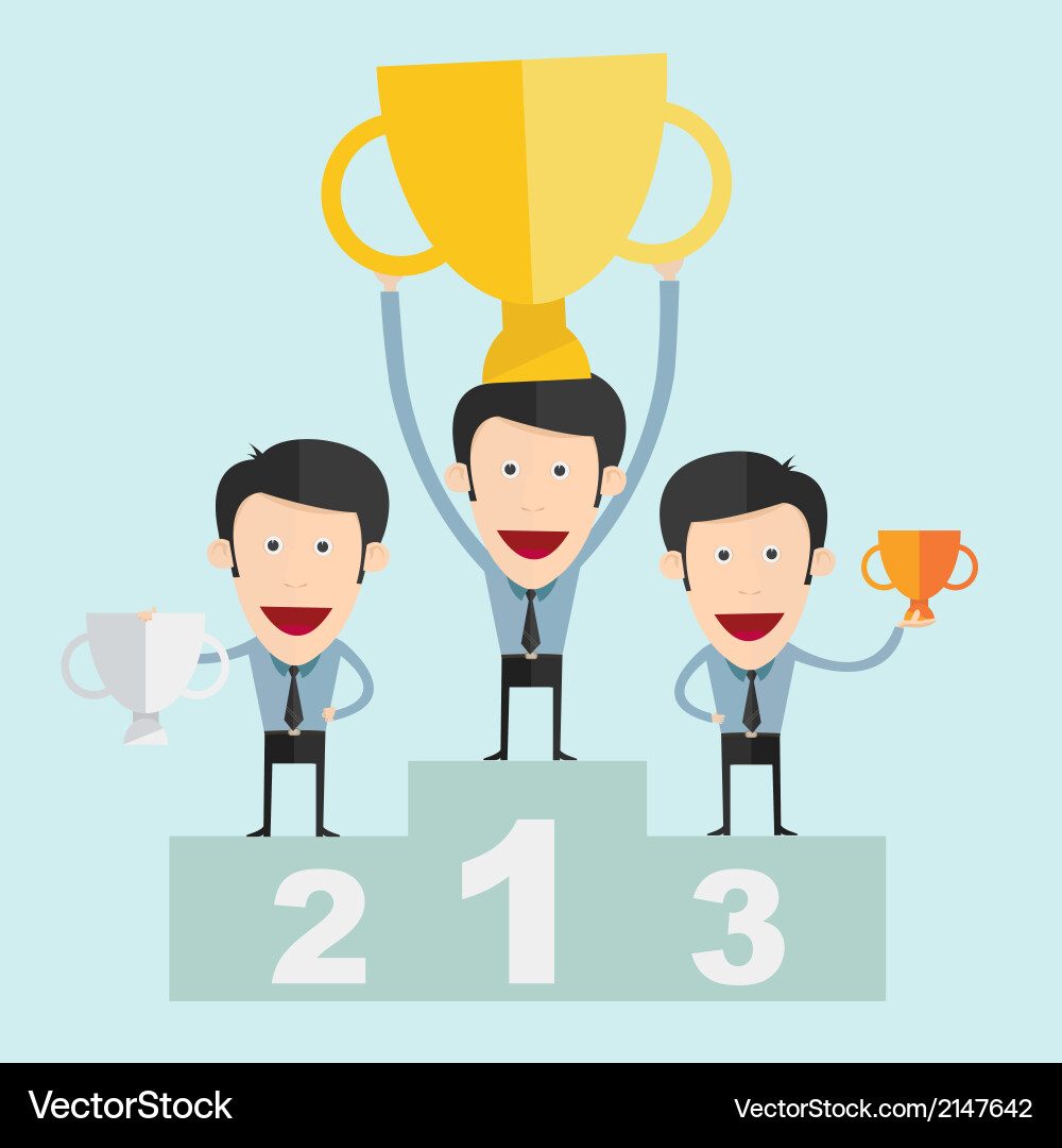Celebration of Winners with Awards Royalty Free Vector Image
