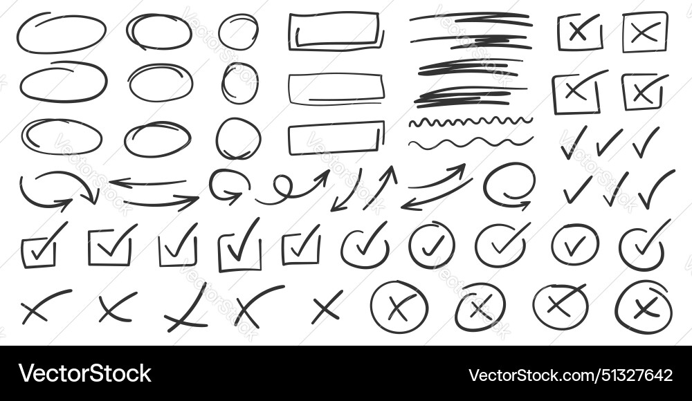 Check mark icon in hand drawn style handmade Vector Image