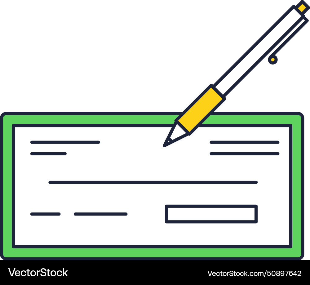 Cheque and pen icon bank checkbook Royalty Free Vector Image