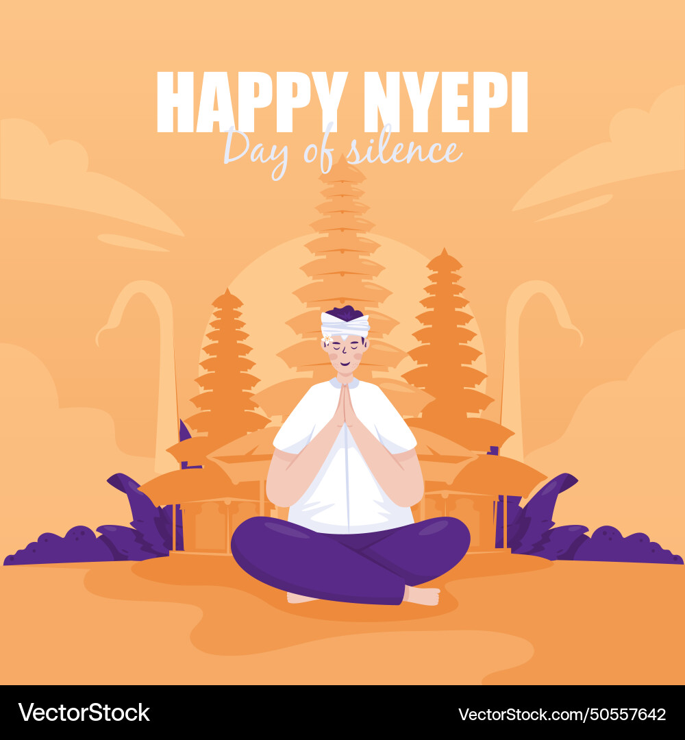 Happy nyepi balinese day of silence greeting Vector Image
