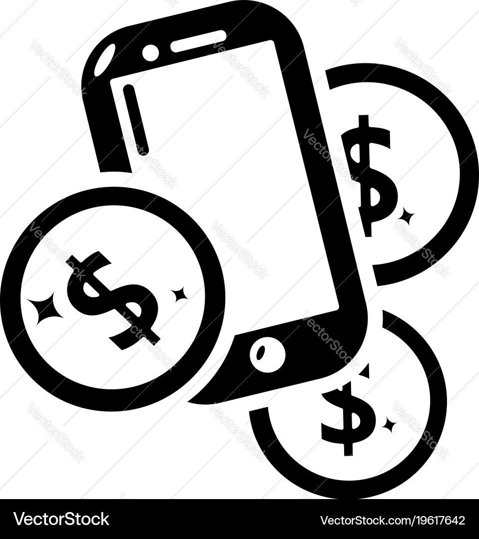 Mobile money icon simple black style Royalty Free Vector
