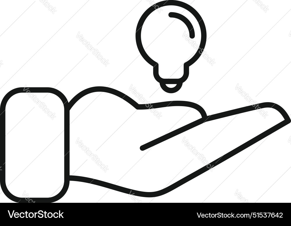Open hand with light bulb icon Royalty Free Vector Image