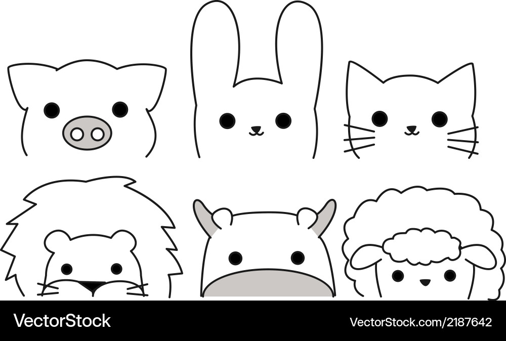 Outline animals Royalty Free Vector Image - VectorStock