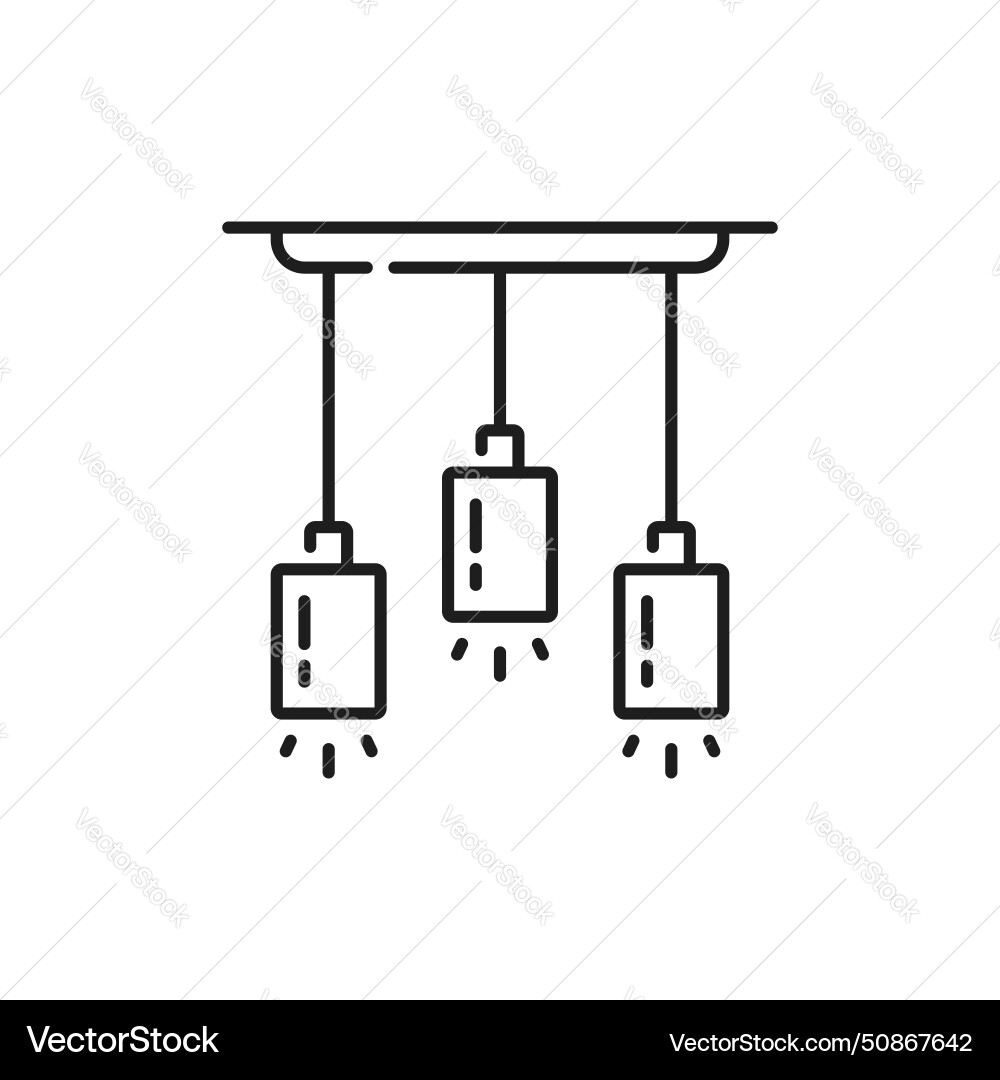 Pendant led lamps line icon ceiling spotlights Vector Image