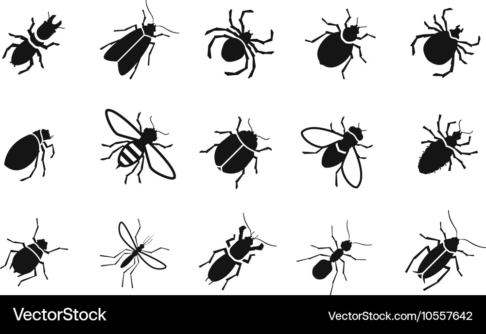 Pests and various insects set icons Royalty Free Vector