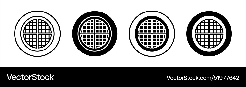 Waffle flat line icon set waffle thin line Vector Image