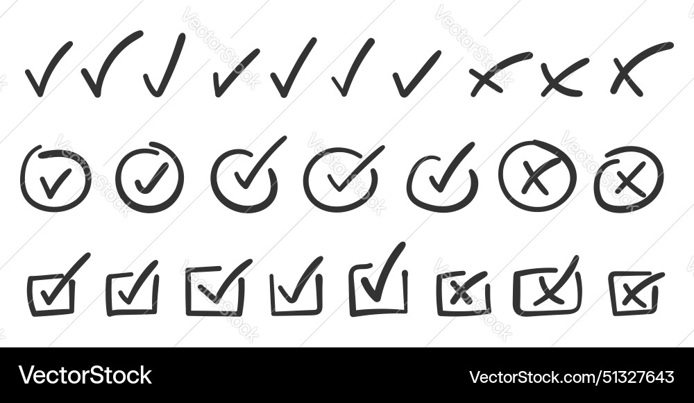 Check mark icon in hand drawn style handmade Vector Image