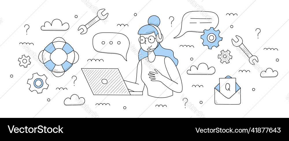 Customer help and support service background Vector Image