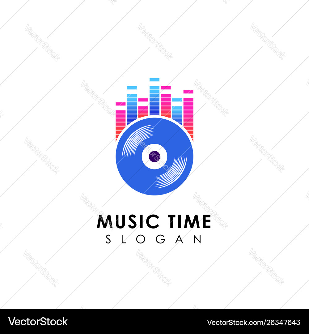 Dj music logo design with vinyl disc Royalty Free Vector