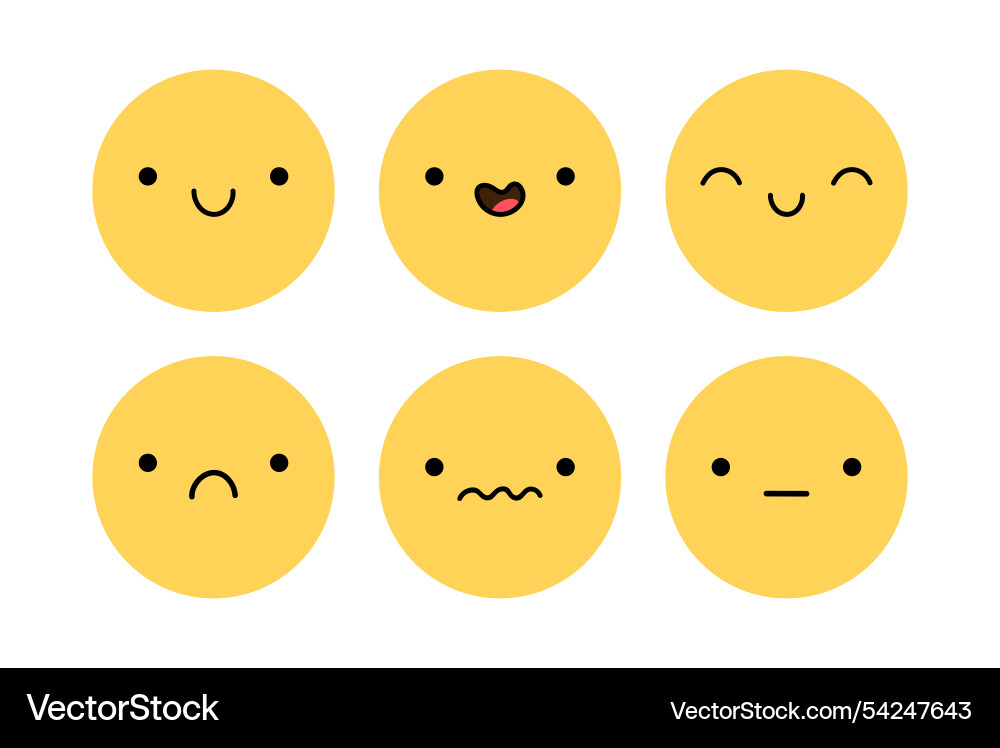 Emoji set with different facial expressions Vector Image