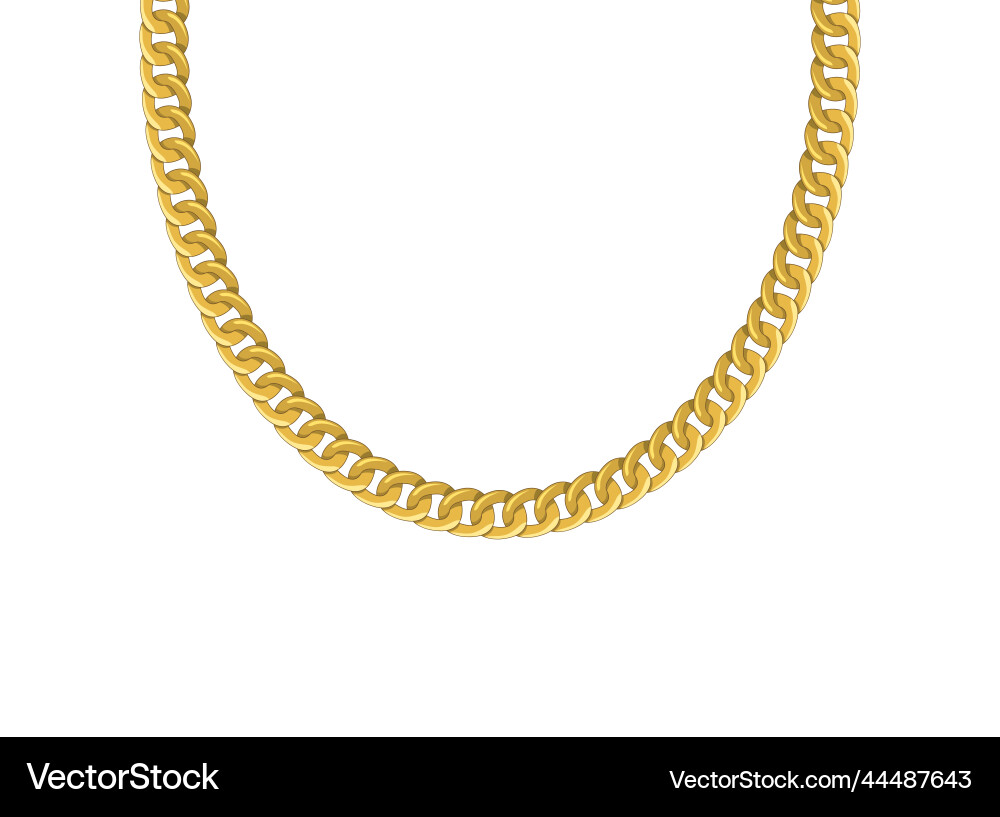 Gold chain isolated necklace Royalty Free Vector Image