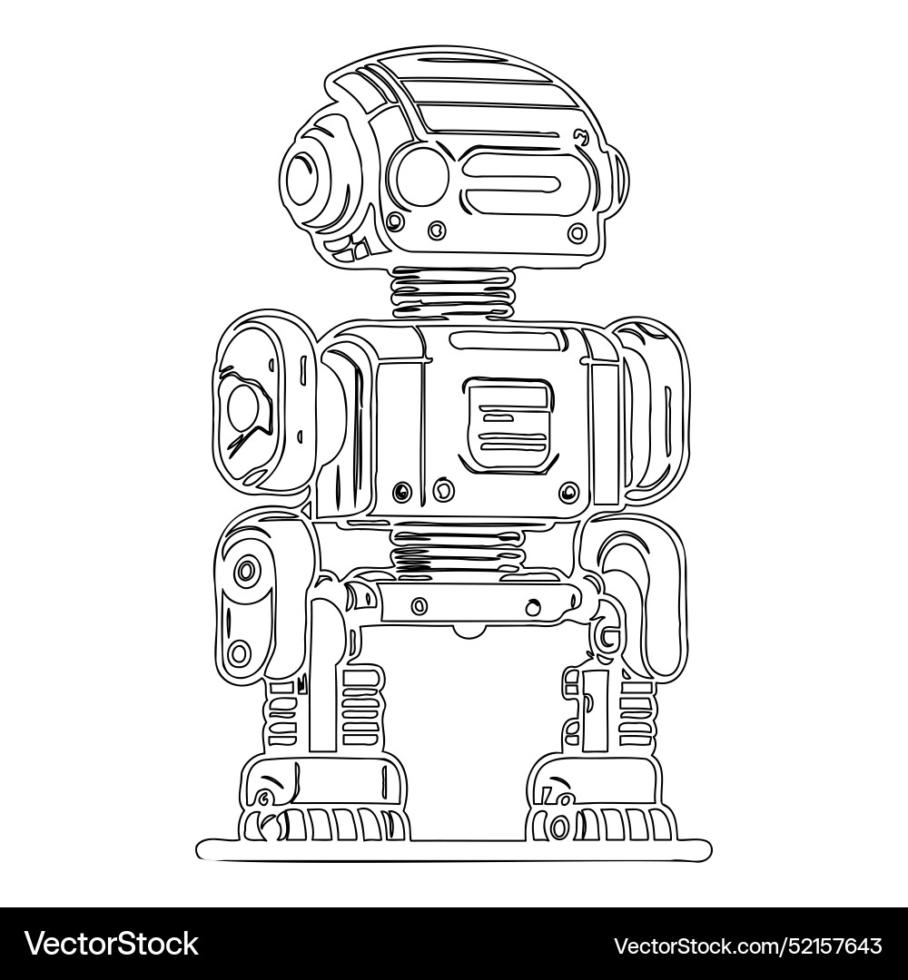Robot outline sketch Royalty Free Vector Image