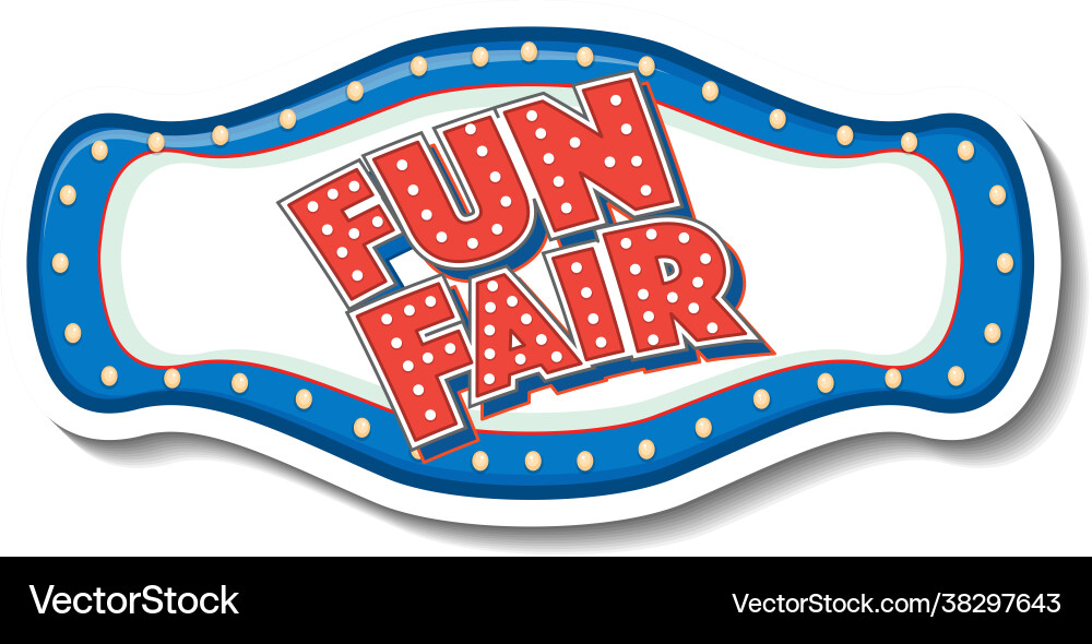 Sticker template with funfair banner isolated Vector Image