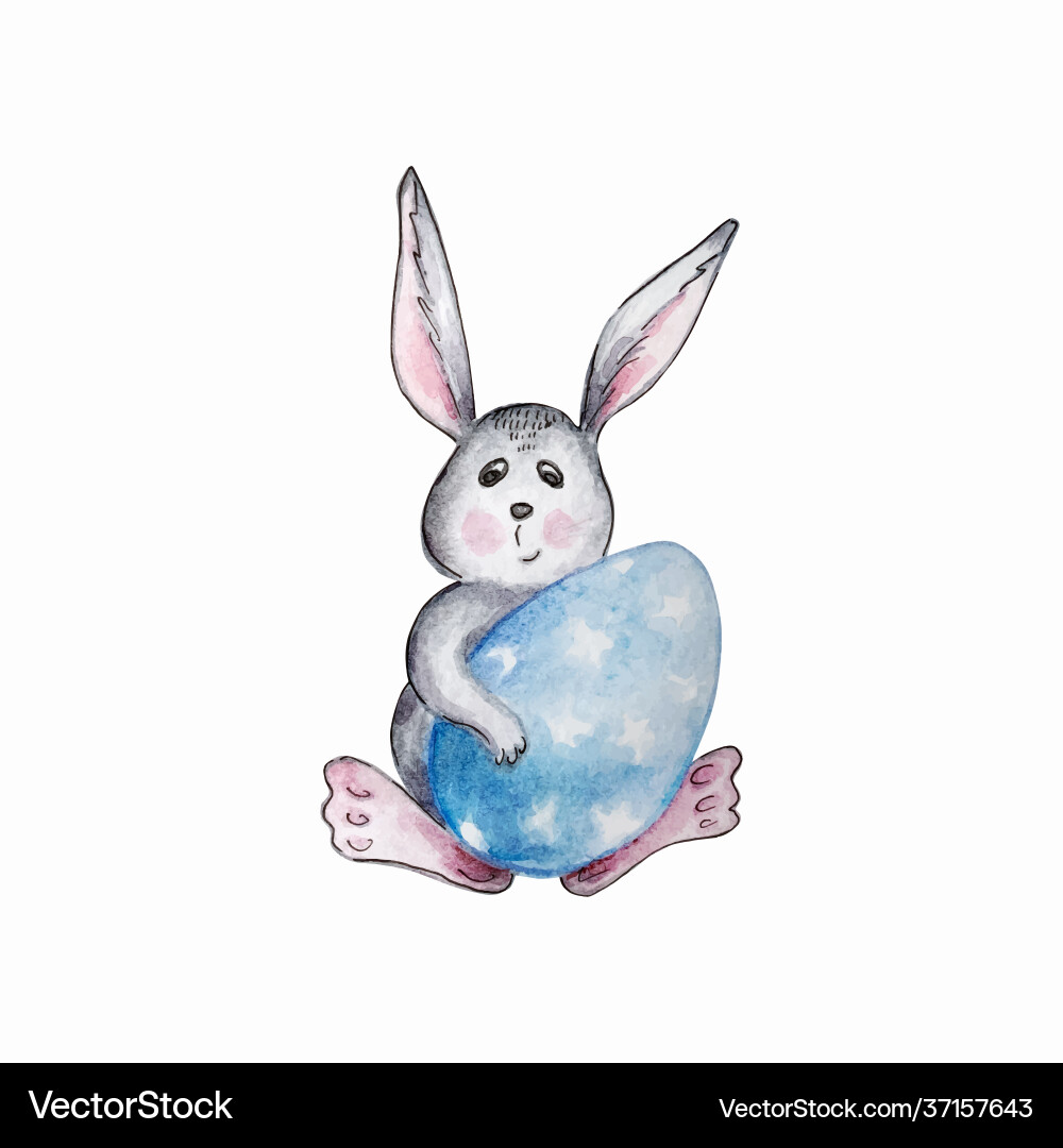 Watercolor Gray Easter Bunny Royalty Free Vector Image
