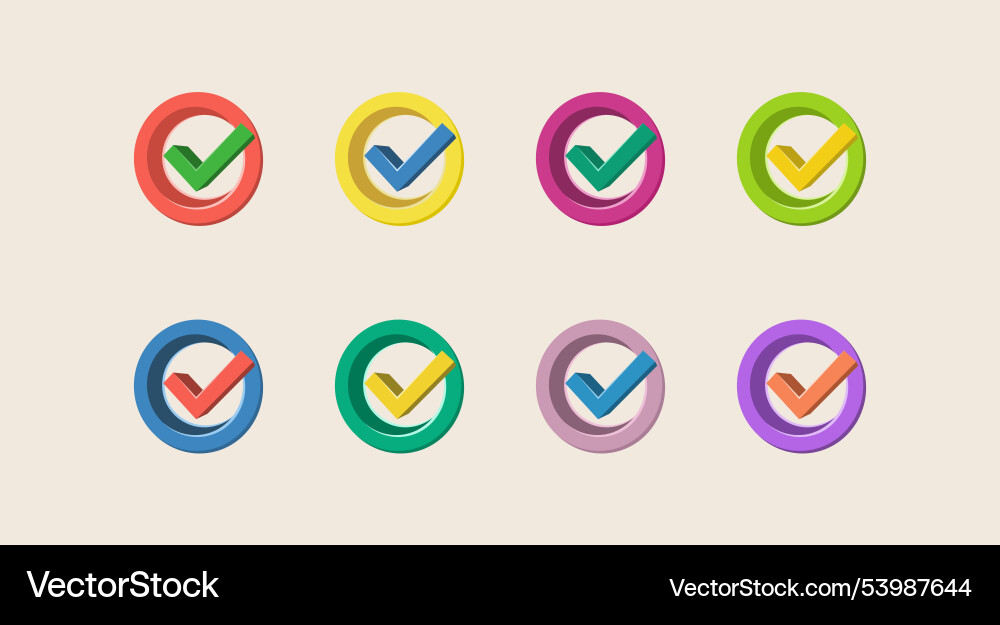 3d colorful check mark stickers Royalty Free Vector Image