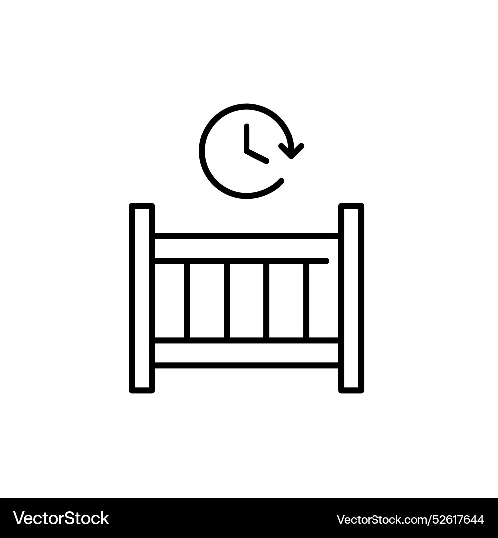 Baby crib and clock healthy infant sleeping Vector Image