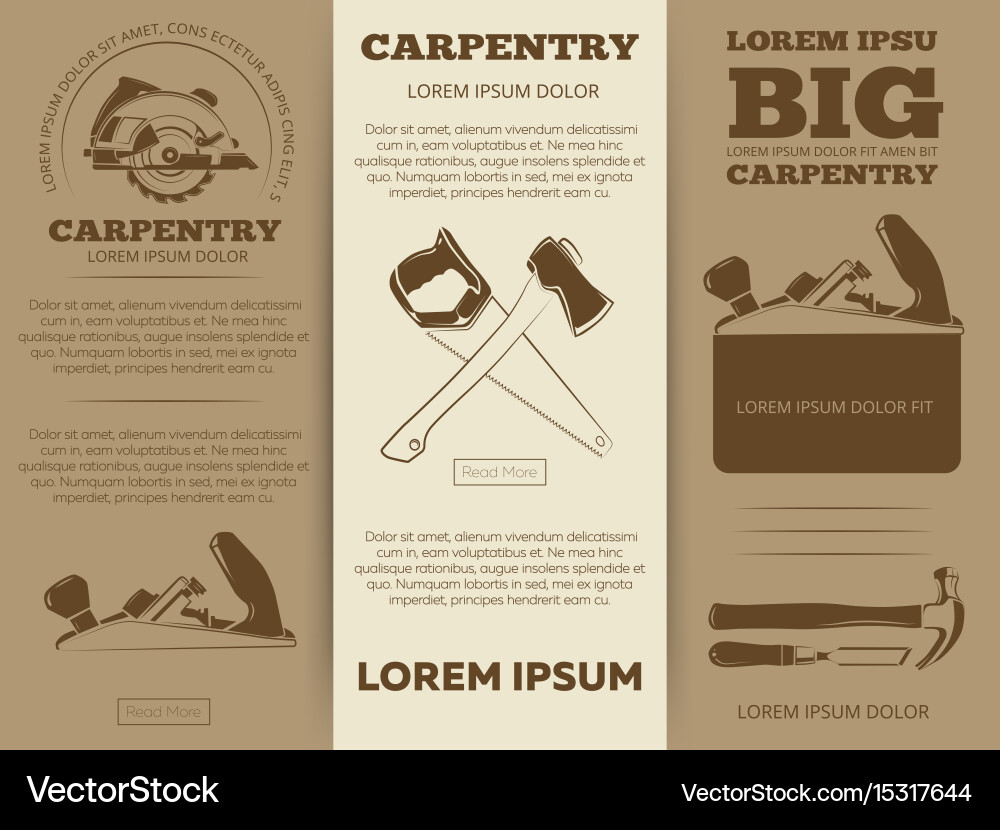 Carpentry tools brochure Royalty Free Vector Image
