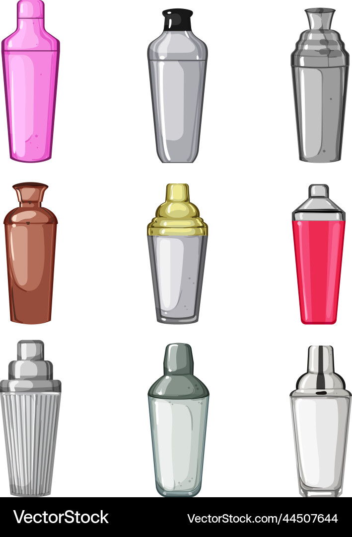 Cocktail shaker set cartoon Royalty Free Vector Image