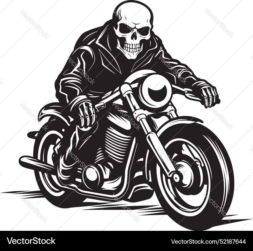 Death ride skeleton riding motorcycle black logo Vector Image