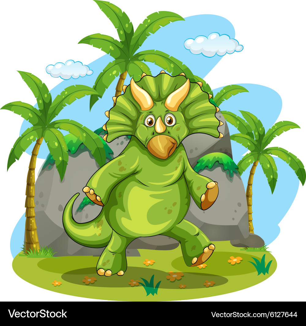 Green dinosaur standing on two feet Royalty Free Vector