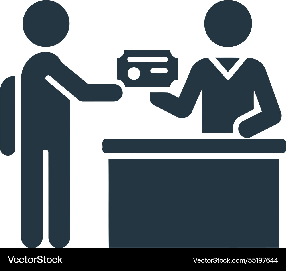 Handing ticket reception icon Royalty Free Vector Image