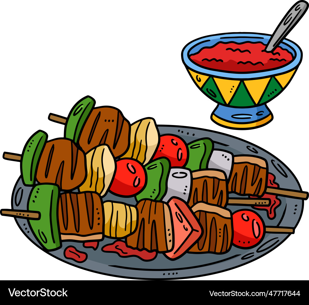 Kebab cartoon colored clipart Royalty Free Vector Image