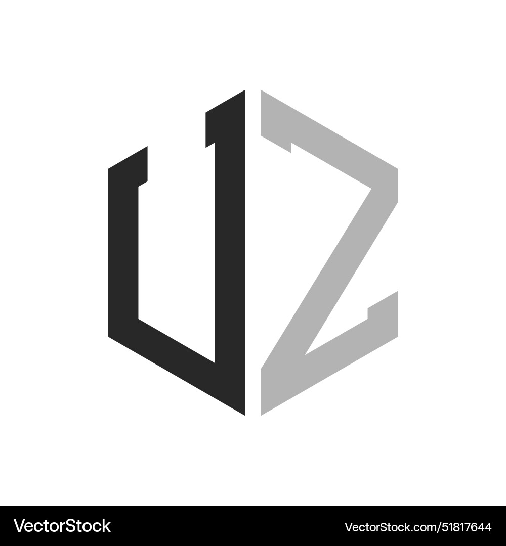 Modern unique hexagon letter uz logo design Vector Image