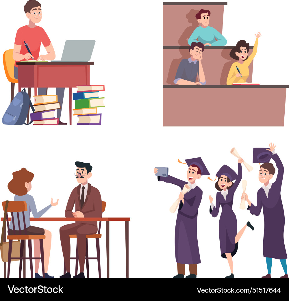 Students lifestyle smart people in university Vector Image