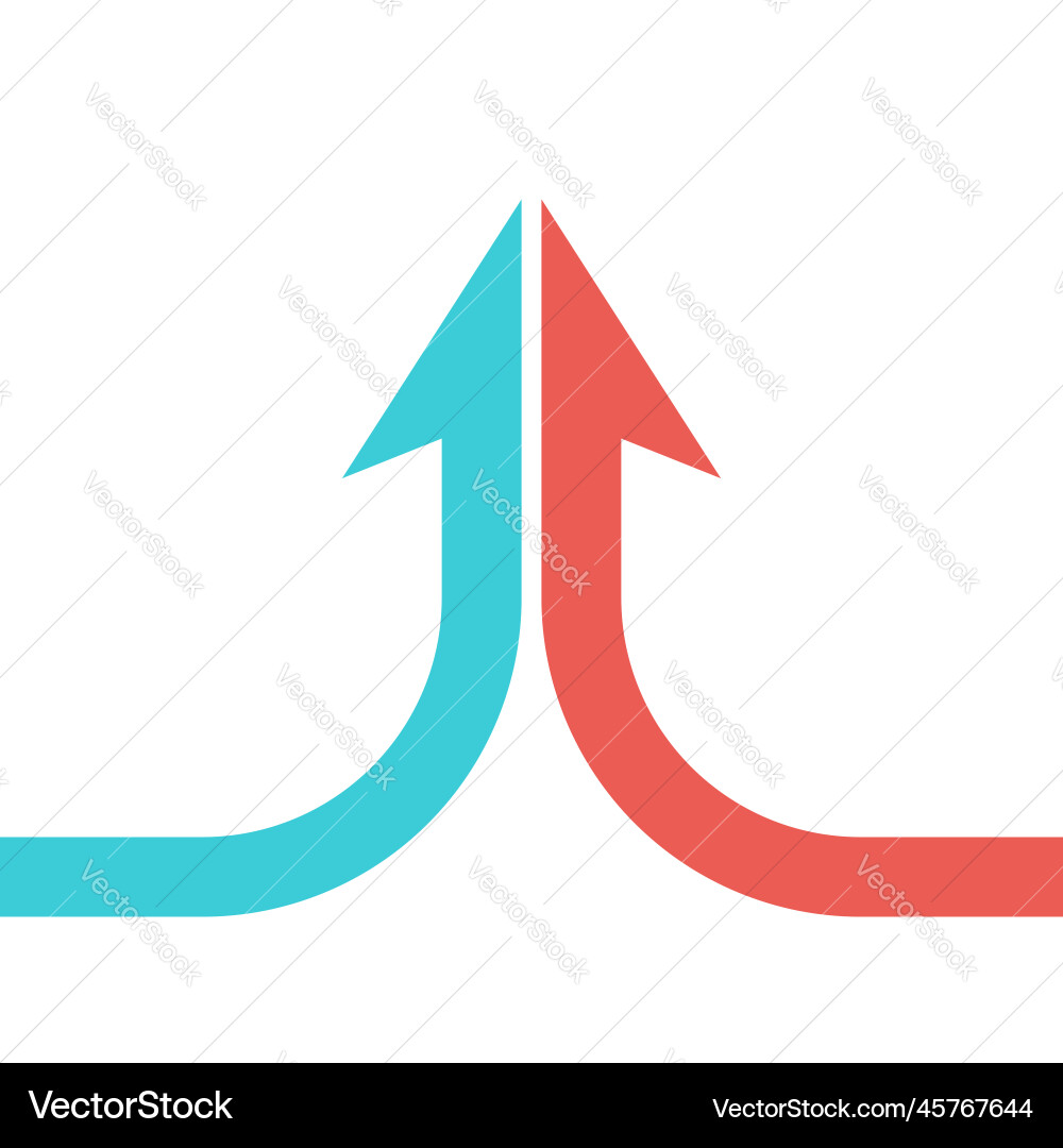 Two parts merging arrow Royalty Free Vector Image