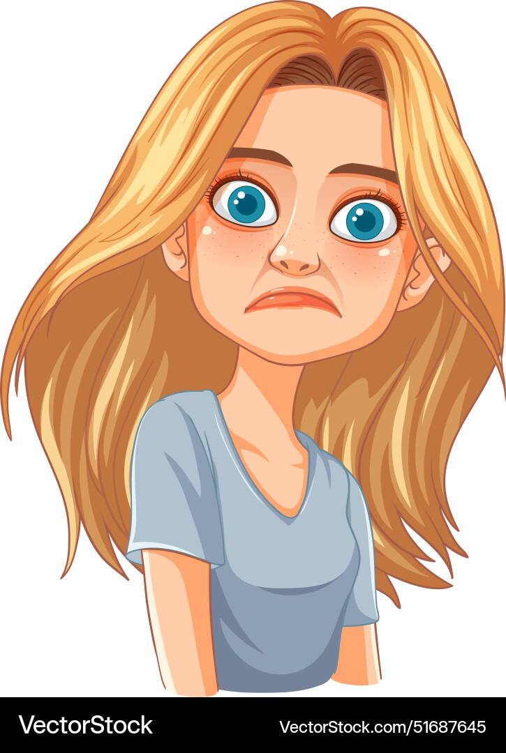 A girl with a surprised confused face Royalty Free Vector
