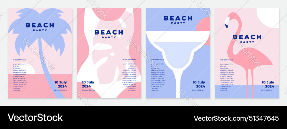 Beach party banner or poster template set Vector Image