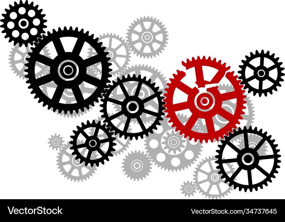 Broken gear in mechanism Royalty Free Vector Image