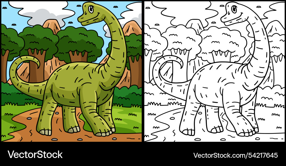 Dinosaur brachiosaurus coloring page Royalty Free Vector