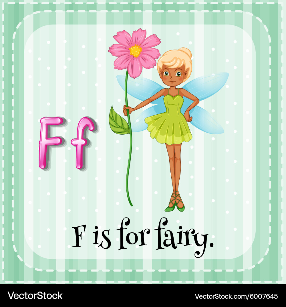Flashcard letter f is for fairy Royalty Free Vector Image