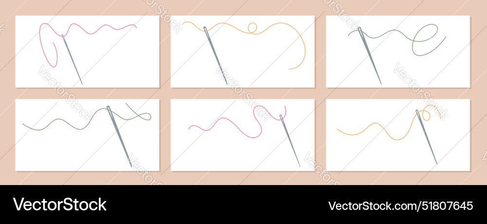 Thread and needle composition set Royalty Free Vector Image