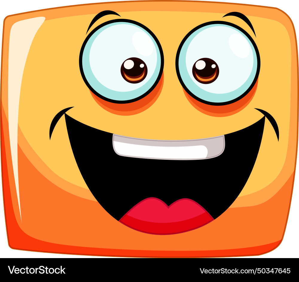 Vibrant orange square with a joyful expression Vector Image