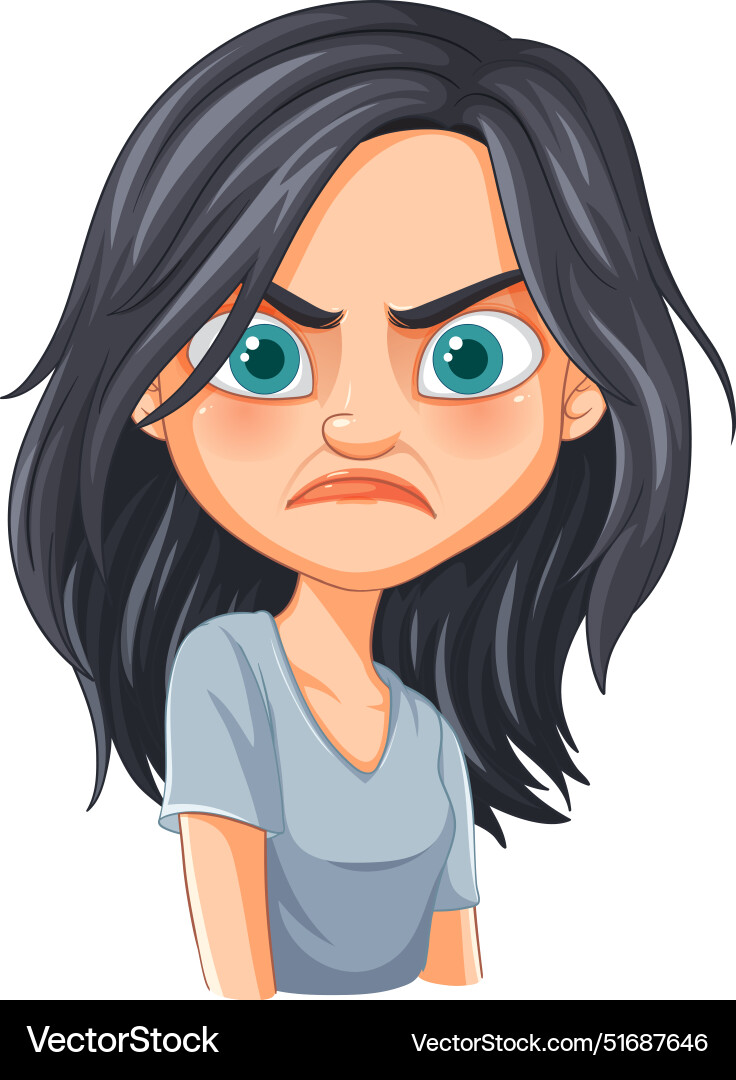 A cartoon woman with an angry expression Vector Image